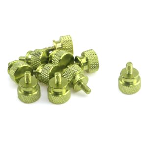 coshar 10pcs 6#-32 computer case thumbscrews m3.5 anodized aluminum screws threaded knurled head thumbscrew for desktop computer cover hard drives slots diy - green