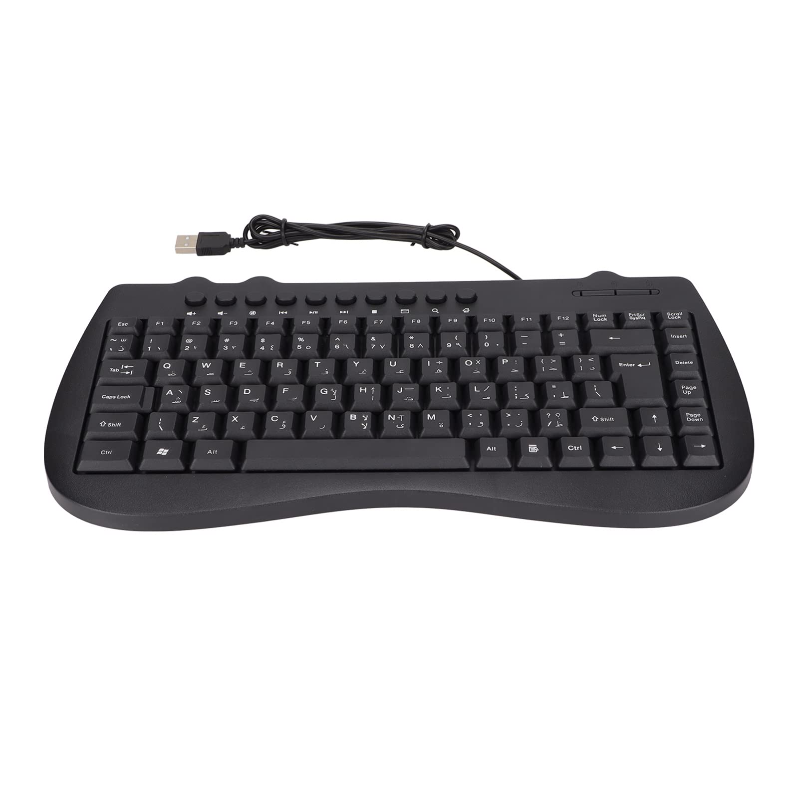 Dilwe Compact Gaming Office Keyboard, 87 Key Wired Mini USB Interface Desktop Computer Mute Ultra Thin Keyboard Multimedia Keyboard Quiet Clicks(Arabic)