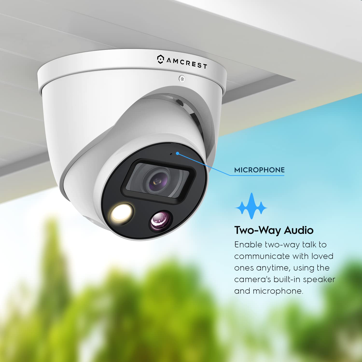 Amcrest UltraHD 4K (8MP) AI Outdoor Security Turret POE IP Camera, 4K @20fps, Face Detection, Vehicle & Human Detection, Spotlight, Built-in Siren Alarm, Built in Microphone, IP8M-TD2685EW-AI