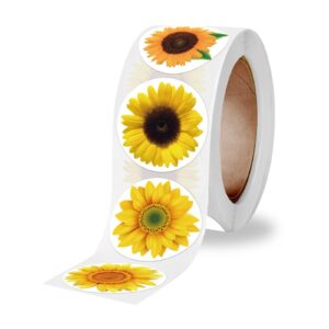 Sunflower Stickers for Kids, DANZOO 1000 PCS Sunflower Stickers Roll Flower Thank You Round Stickers Summer Sunflower Label DA-001 0