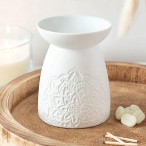 Something Different Ceramic Mandala Oil Burner (12.5cm x 9.5cm x 9.5cm) (White)