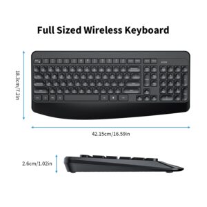 TechGround Ergonomic Wireless Keyboard, Full Size 2.4GHz Wireless Keyboard with Palm Rest for PC, Laptop, Windows - Black