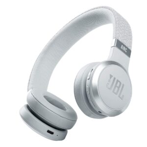 jbl live 460nc - wireless on-ear noise cancelling headphones with long battery life and voice assistant control - white (renewed)