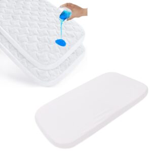 baby waterproof bassinet mattress pad cover and 100% cotton sheet(white), 20" x 28"