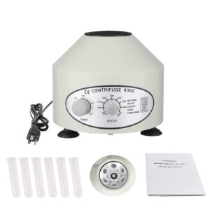 mecctp electric lab laboratory centrifuge machine lab medical practice w/timer and speed control, max speed 4000 rpm capacity 6 x 20ml, silver, 9.65inch×9inch