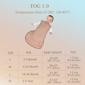 BLOOMSTAR Baby Sleep Sack Natural Cotton Toddler Wearable Blanket 2-3T 36 Months Sleeveless 4 Season Lightweight Unisex 18-24M Tog 1.0 Sleeping Bag Large Transition Kid Soft Cosy