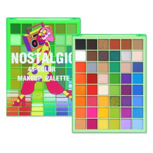 ucanbe nostalgic green eyeshadow palette - 48 bright bold color highly pigmented eye shadow, velvety smooth texture matte shimmer glitter eye makeup palletes