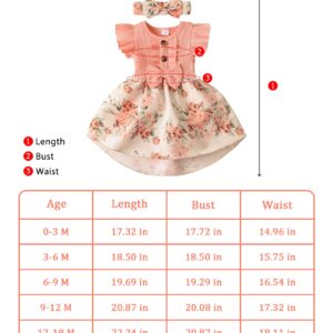 Newborn Baby Girl Dress Floral Ruffle Sleeve Casual Beach Sundress Princess Skirt Clothes Summer Outfits Dresses for Girls (Pink, 3-6 Months)