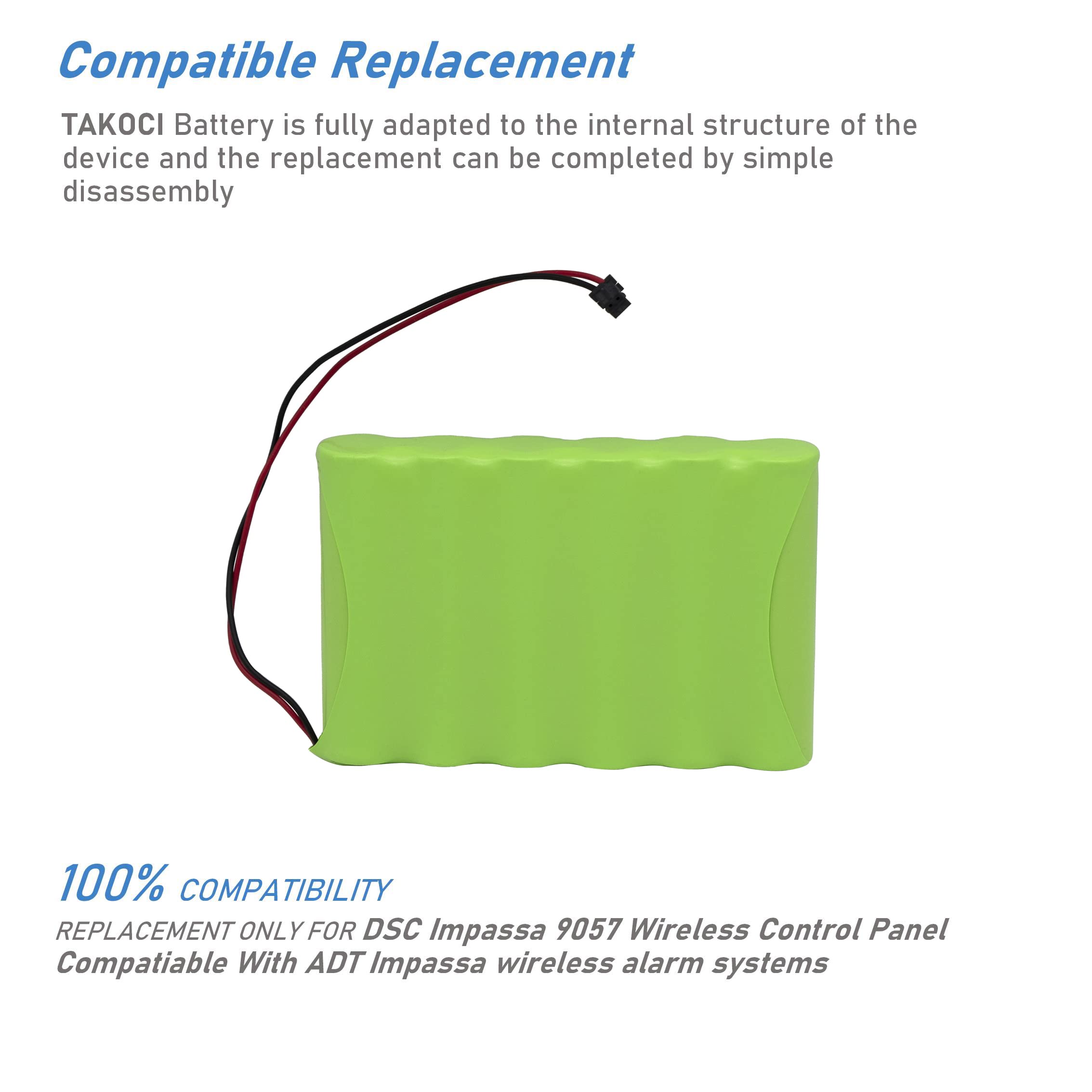 TAKOCI Replacement Battery for ADT Impassa Wireless Alarm Systems 3700mAh Ni-MH