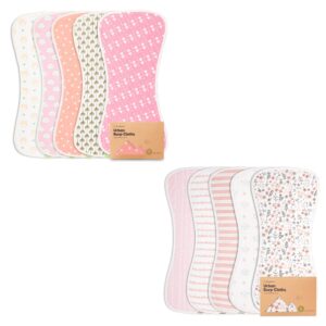 keababies burp cloths bundle - 5 pack ultra absorbent burping cloth (pink dreams & sweet charm)