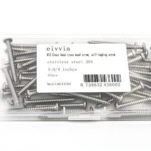 50pcs #10 X 1-3/4" Stainless Steel Cross Head Cross Wood Screw, 18-8 (304) Stainless Steel Screw, self-Tapping Screw.