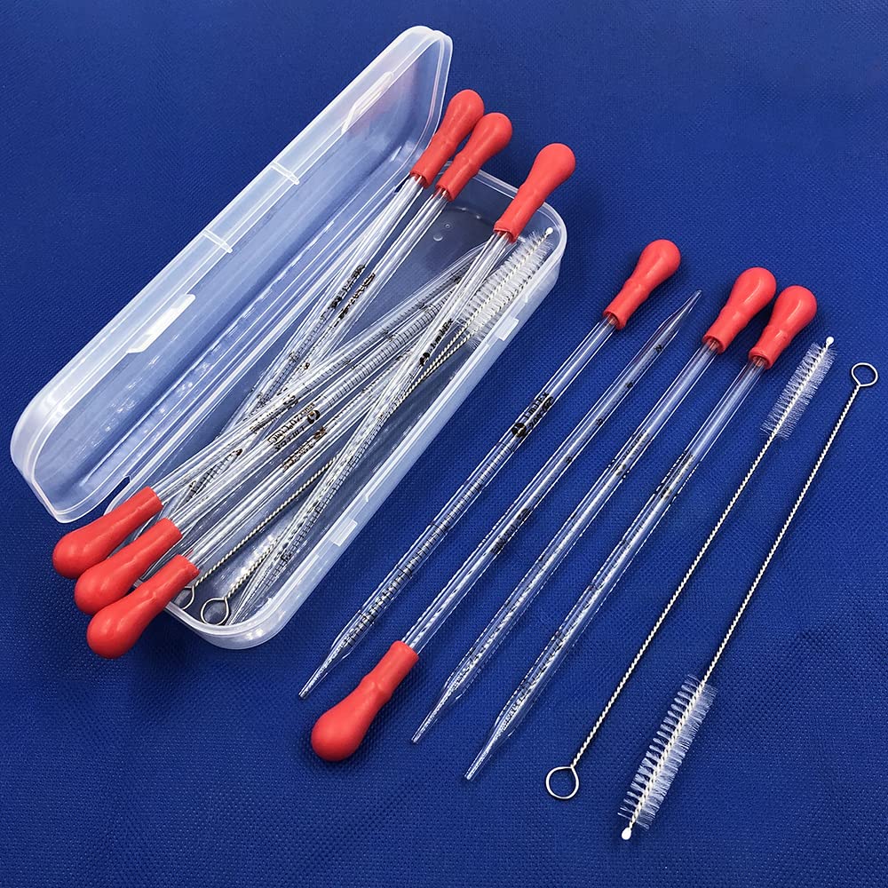 10 Pieces Glass Pipettes Graduated Dropper,Sonku 10pcs 1ml Long Glass Pipette Dropper with 10 Rubber Caps and 4pcs Droppers Brush