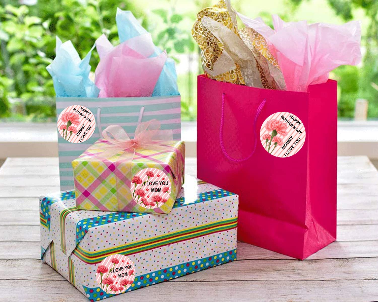 2 Inch Happy Mothers Day Stickers Mother’s Day Labels Floral Mother's Day Gift Tag for Card,Presents Package Bag 500 Pcs/Roll