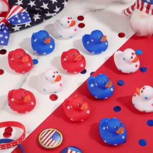 Independence Day 2 Inch Patriotic Rubber Ducks Float Small Rubber Ducks Shower Rubber Ducks Star Rubber Ducky for Cruise Ships Bath Baby Showers Summer Beach and Pool (12 Pieces)