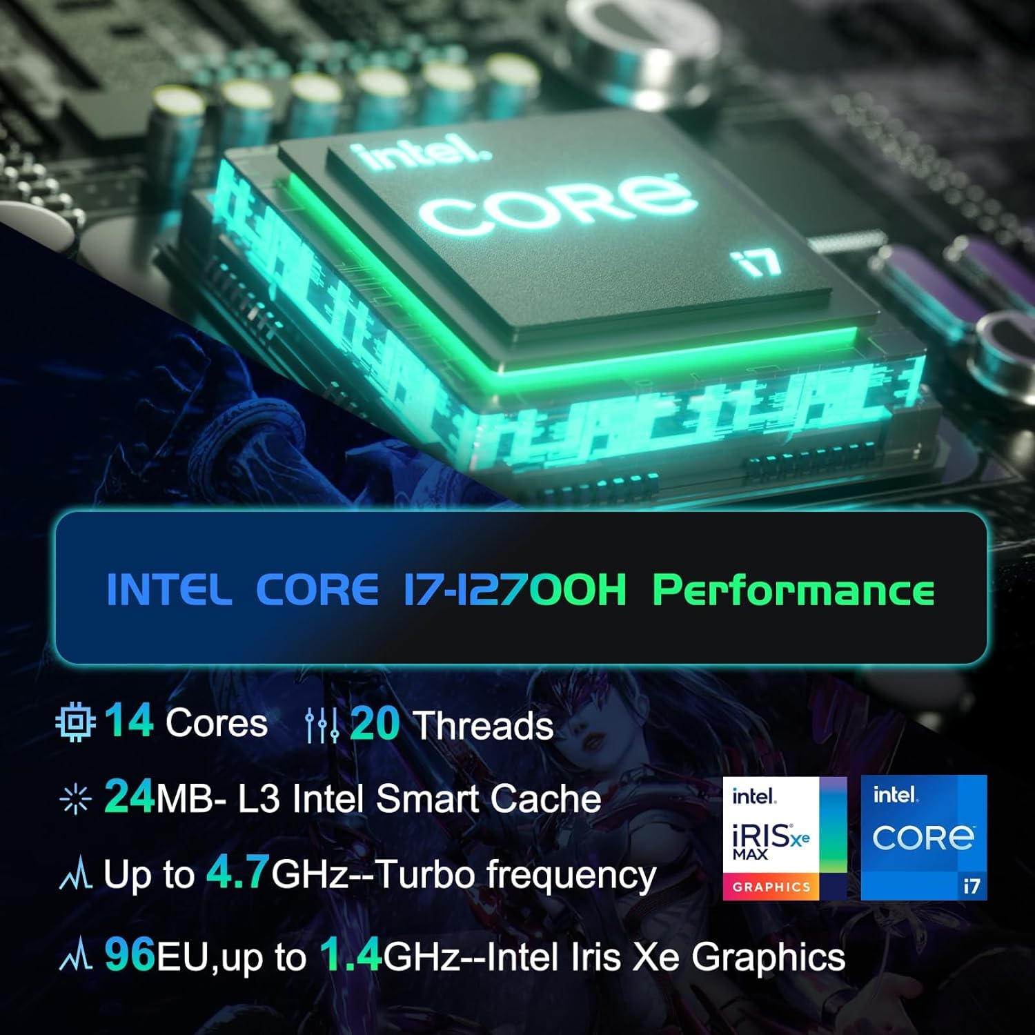 Intel NUC 12 Enthusiast NUC12SNKi7 Mini PC Core i7-12700H | 14 Cores/20 Threads | ARC A770 Graphics, Connectivity 6 USB-A, 2 USB-C, 1 HDMI, 2 Display Ports(16GB RAM 512GB SSD)