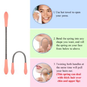 Spring Hair Remover - 4 Pack Stainless Steel Spring Epilator - Facial Hair Remover for Women Face, Chin Hair, Upper Lip Hair, Women Mustache