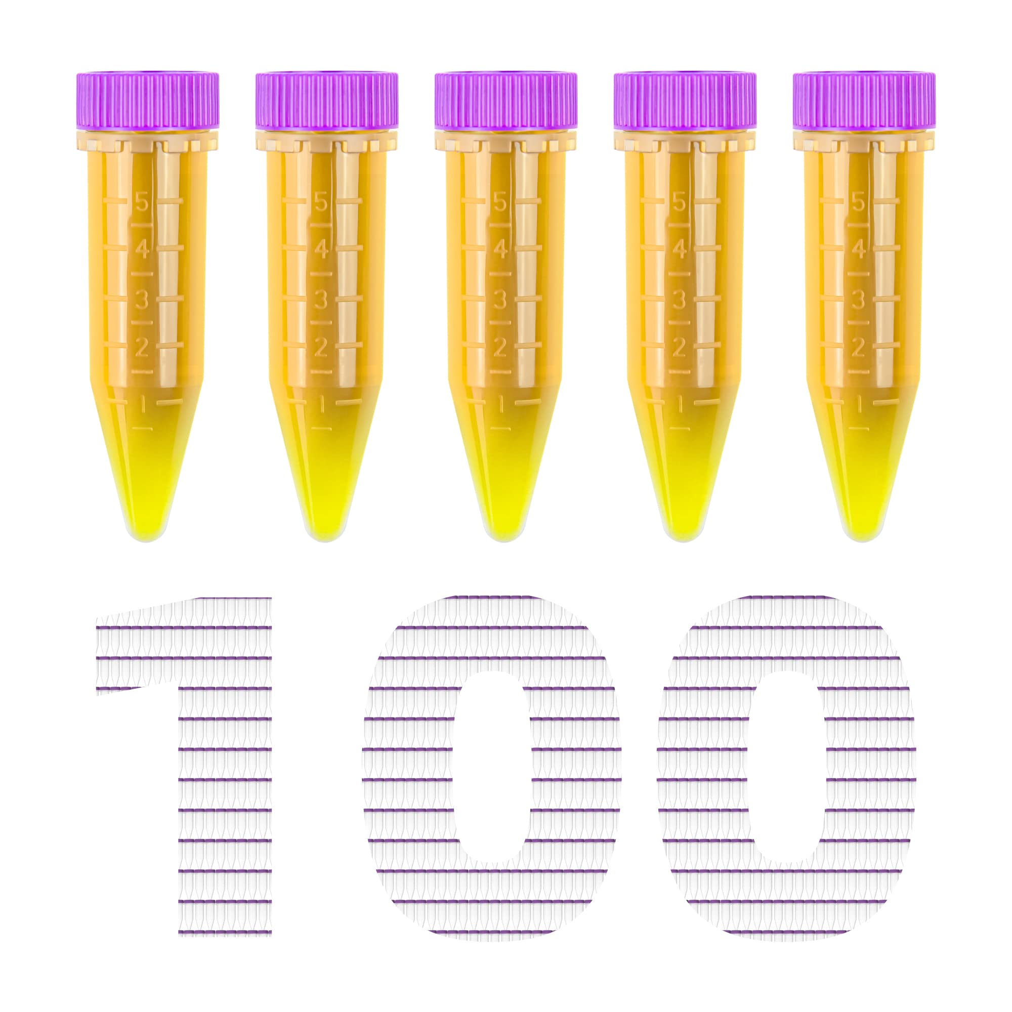 LABALPHA Conical Centrifuge Tubes 5ml with Screw Caps, Polypropylene Centrifuge Tubes with Graduated and Write-on Spot,100Pcs