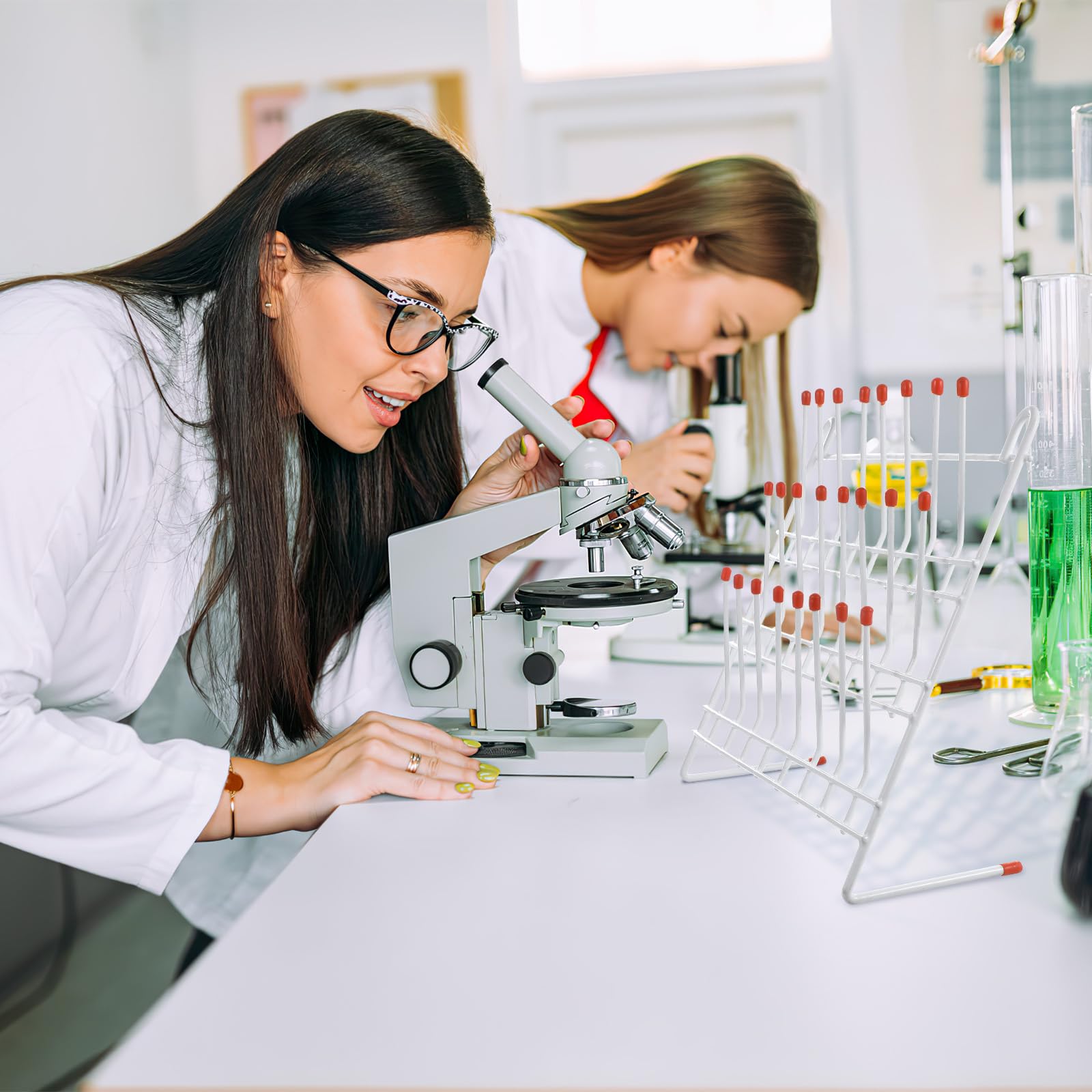 Baluue Test Tube Rack Laboratory Drying Rack Lab Glassware Drying Draining Rack Desk Top Lab Supply Cleaning Equipment for Education or Lab Science Use