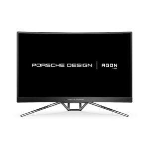 porsche design agon pd27 27" gaming monitor, 1000r curved qhd (2560x1440), 240hz 0.5ms, displayhdr 400, light fx, quick switch keypad, low input lag, height-adjust, black (renewed)