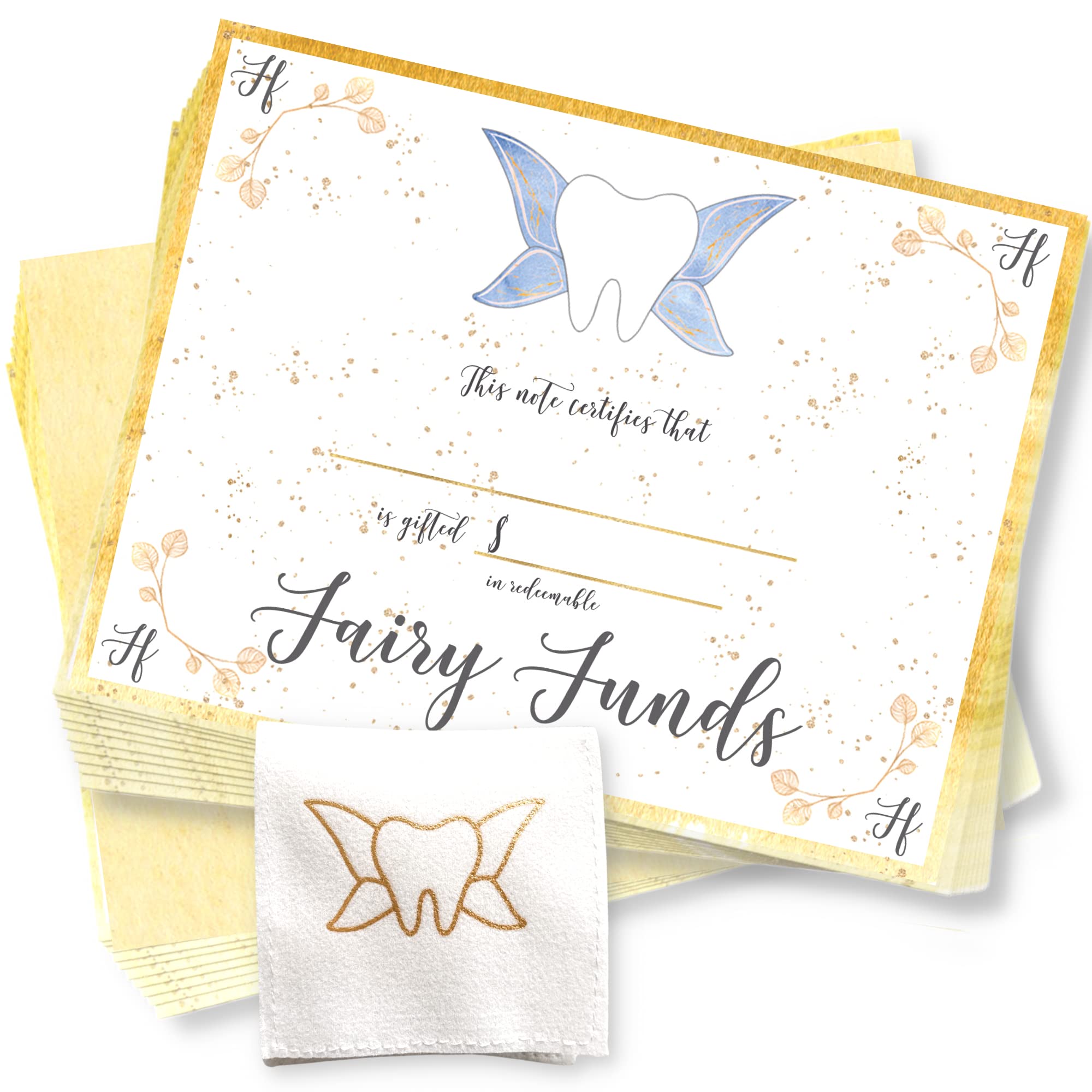 20 Moments of Tooth | 20 Customizable Cash Replacement Tooth Fairy Cards and 1 Tooth Fairy Bag | Tooth Fairy Gifts for Girls and Boys | 20 Moments Fairy Funds ToothFairy Gift