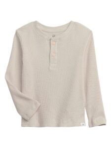 gap baby boys thermal long sleeve henley t shirt, moonstone, 2t us