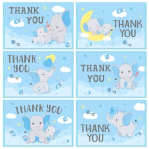 baby shower thank you cards 24pcs elephant baby shower for boy thank you card with envelopes & stickers blue little peanut baby shower thank you cards boy baby birthday favors gift cards