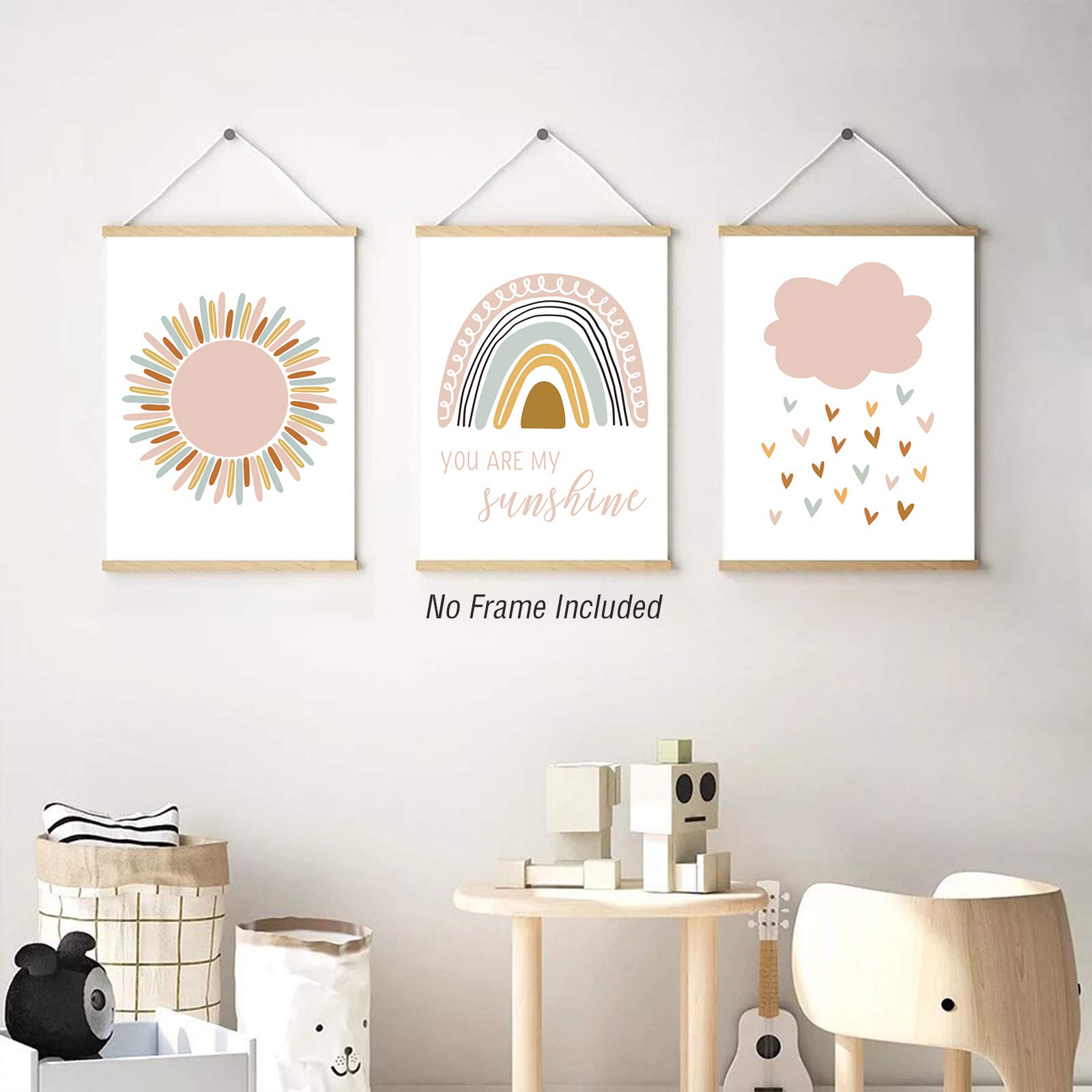 Nursery Wall Art Pink Rainbow Canvas Print - You Are My Sunshine Wall Art Decor Cloud Nursery Pictures Wall Art for Girl Bedroom Nursery Prints Posters Kids Room Wall Art 16x24x3 Inch unframed