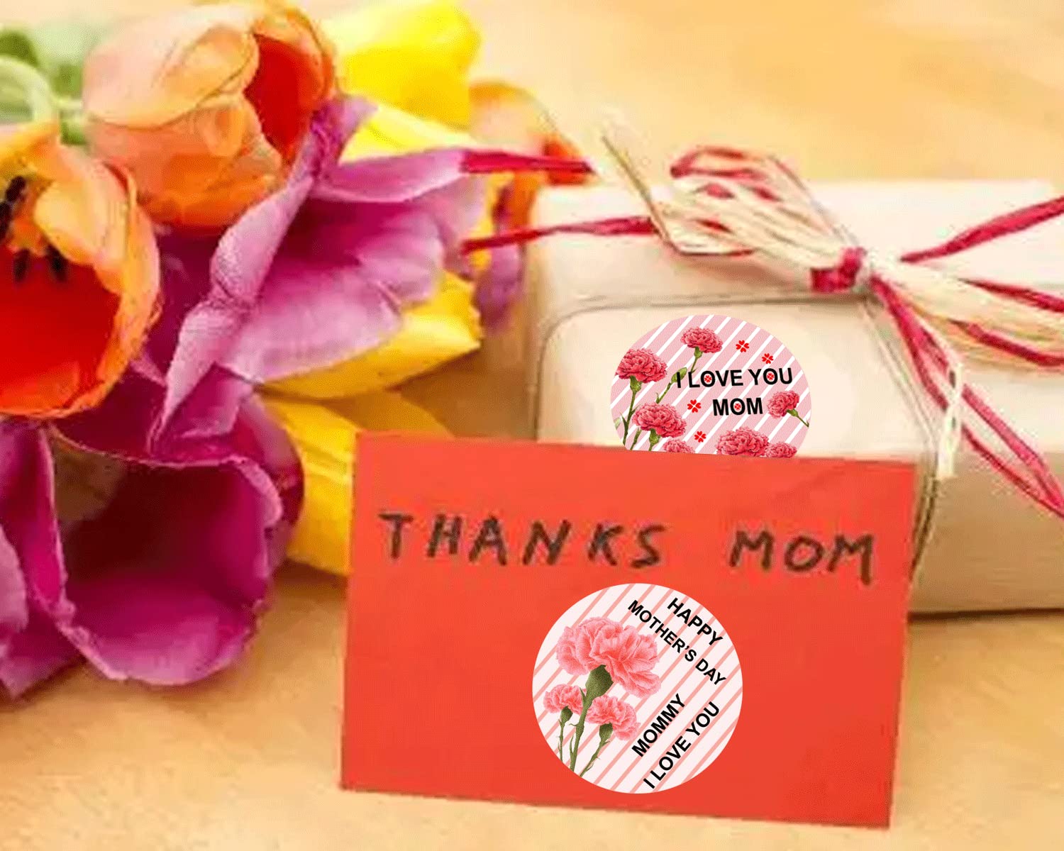 2 Inch Happy Mothers Day Stickers Mother’s Day Labels Floral Mother's Day Gift Tag for Card,Presents Package Bag 500 Pcs/Roll