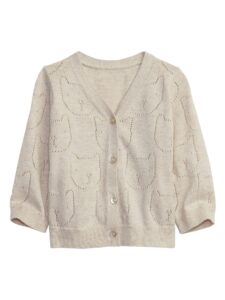 gap baby boys pointelle cardigan sweater, oatmeal heather b0210, 3-6 months us