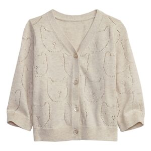 GAP Baby Boys Pointelle Cardigan Sweater, Oatmeal Heather B0210, 3-6 Months US