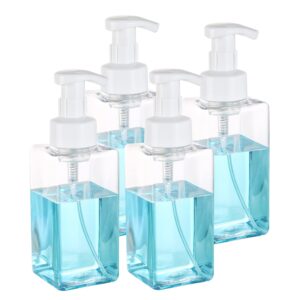 ofode 17oz foaming soap dispenser with pump for shampoo body wash dish liquid soap refillable plastic empty foaming hand soap dispenser with lables for kitchen sink bathroom clear 4pack