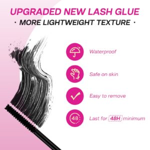 CALAILIS Lash Glue, Cluster Lash Glue, Lash Extension Glue, Upgraded Eyelash Glue Super Strong Hold 48 Hours for Lash Clusters, Waterproof Mascara Wand Lash Glue Black