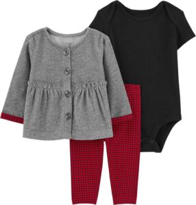 carter's baby girls' cardigan sets 121g771 (9 months, red/navy hearts)