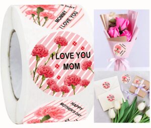 2 inch happy mothers day stickers mother’s day labels floral mother's day gift tag for card,presents package bag 500 pcs/roll