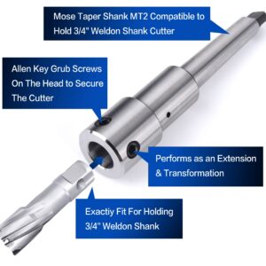 RupXinSplend Annular Cutter Arbor-with-MorseTaper - MT2 to 3/4" Weldon Shank for Annular Cutter Adapter Drill-Use Extension on Drill Press by RupXinSplend