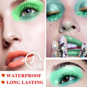 Green Eyeshadow Palette,Eye Shadow Plattet,15 Colors Professional Makeup Palette,Matte Glitter Highly Pigmented Eyeshadow Palette for Eye Makeup, Long Lasting Waterproof Colorful Eye Shadow Powder