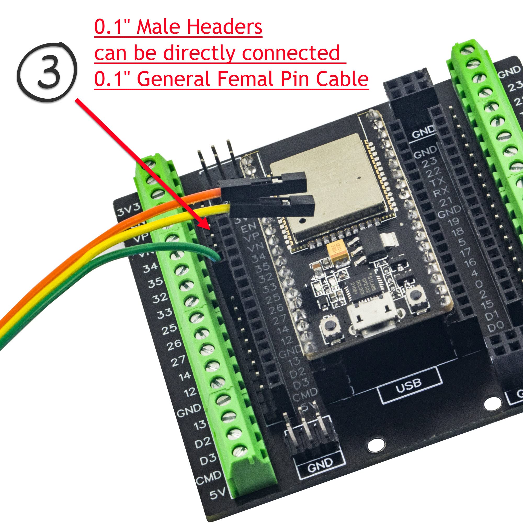 whiteeeen for ESP32 Super Breakout Board 3.81mm / 0.15" Terminal GPIO Expansion Board 3 Types Outputs for ESP32-DevKitC ESP-WROOM-32 Block PCB