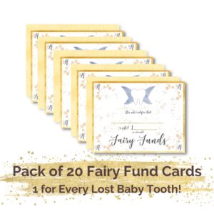 20 Moments of Tooth | 20 Customizable Cash Replacement Tooth Fairy Cards and 1 Tooth Fairy Bag | Tooth Fairy Gifts for Girls and Boys | 20 Moments Fairy Funds ToothFairy Gift