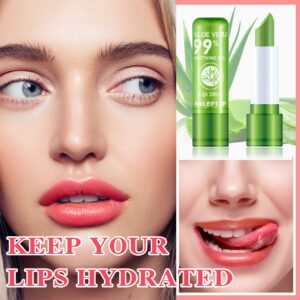 NVLEPTAP 3PCS Aloe Vera Lipstick,Lip Stain,Lip Gloss, Long Lasting Nutritious Lip Balm, Moisturizer Magic Temperature Color Changing Lipstick, Lip Stain Long Lasting Waterproof Lip Makeup