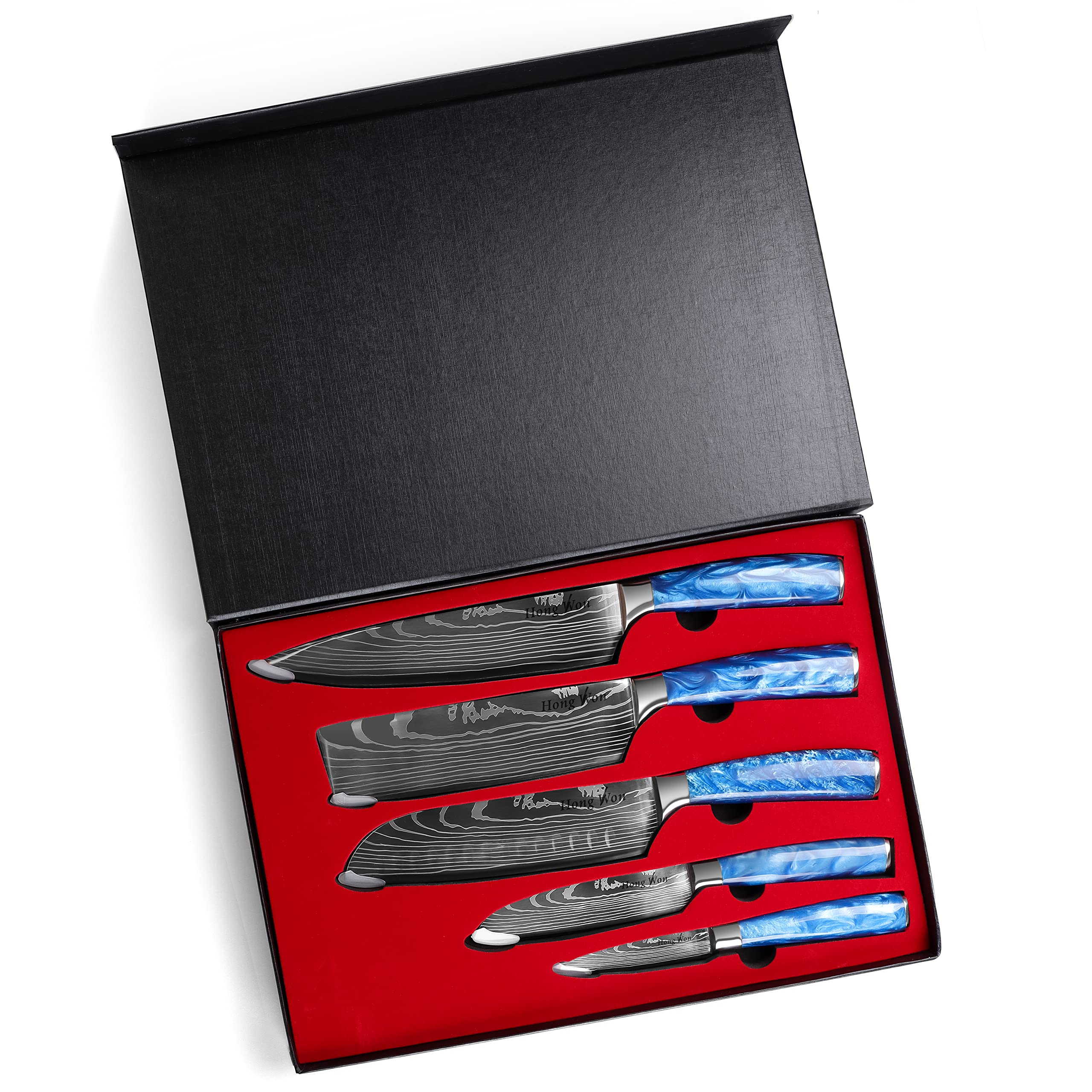 Hong Won Knife Set,3.5-8 Inch Set Boxed Knives,Premium German Stainless Steel Kitchen Knife,5 Pieces Knife Set