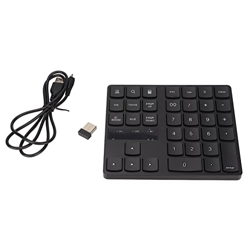 Zunate Wireless Mini Numeric Financial Keypad, 35 Keys Wireless Ergonomic Silent Rapid Rebound One Handed Gaming Keyboard, for Home/Office