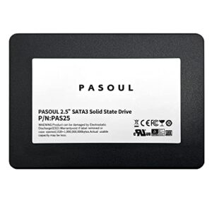 pasoul ssd 512gb internal 2.5" sata 3.0 6gb/s compliant 3d nand max read 550mb/s max write 480mb 7mm thickness