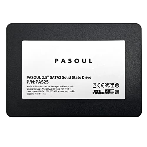 PASOUL SSD 512GB Internal 2.5" SATA 3.0 6GB/s Compliant 3D NAND Max Read 550MB/s Max Write 480MB 7mm Thickness