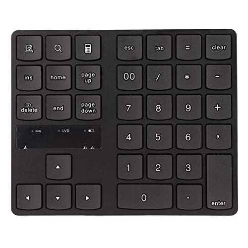 Zunate Wireless Mini Numeric Financial Keypad, 35 Keys Wireless Ergonomic Silent Rapid Rebound One Handed Gaming Keyboard, for Home/Office