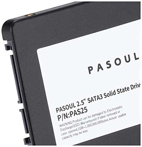 PASOUL SSD 512GB Internal 2.5" SATA 3.0 6GB/s Compliant 3D NAND Max Read 550MB/s Max Write 480MB 7mm Thickness