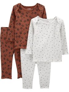 simple joys by carter's baby girls' 4-piece textured set, animal print/grey, newborn