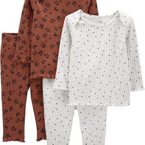 Simple Joys by Carter's Baby Girls' 4-Piece Textured Set, Animal Print/Grey, Newborn