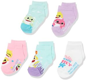 nickelodeon baby shark 5 pack shorty socks, sherbet multi, 2t-3t