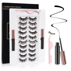 magnetic eyelashes kit, false eyelashes natural look, magnetic eyelashes with eyeliner, 2 magnetic eyeliners & tweezers