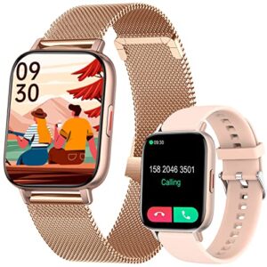 smart watch for women with bluetooth(answer/receive call) 1.7" fitness trackers with heart rate sleep monitor waterproof step counter watch for ios android (rose gold)